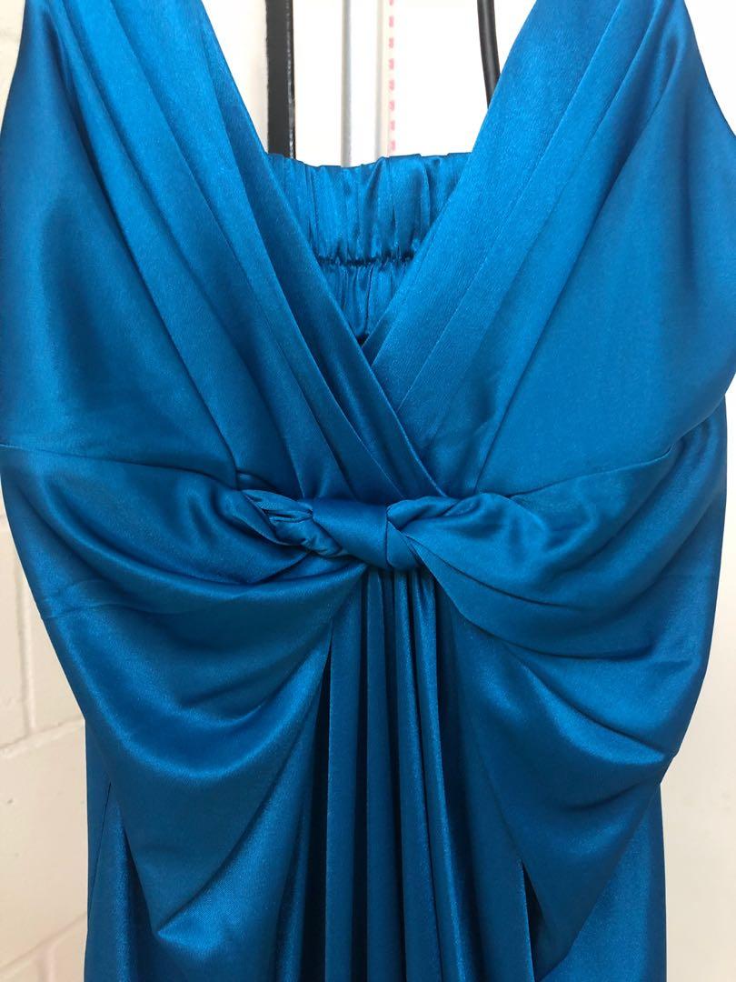 Dark Turquoise Blue Evening Dress, Women's Fashion, Dresses & Sets ...