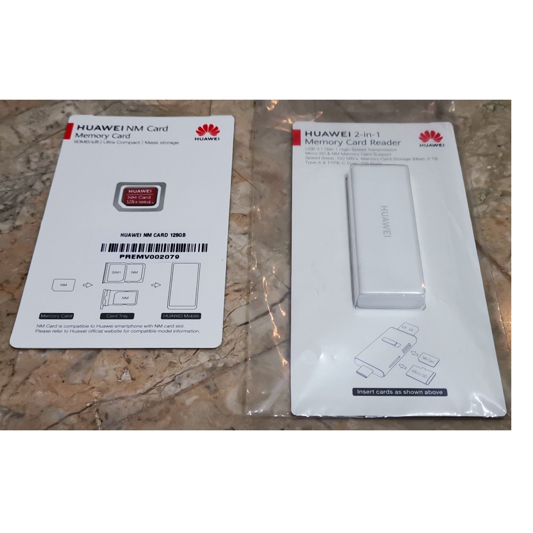 Huawei NM Card 128GB Nano Memory + 2-in-1 Memory Card Reader, Mobile ...