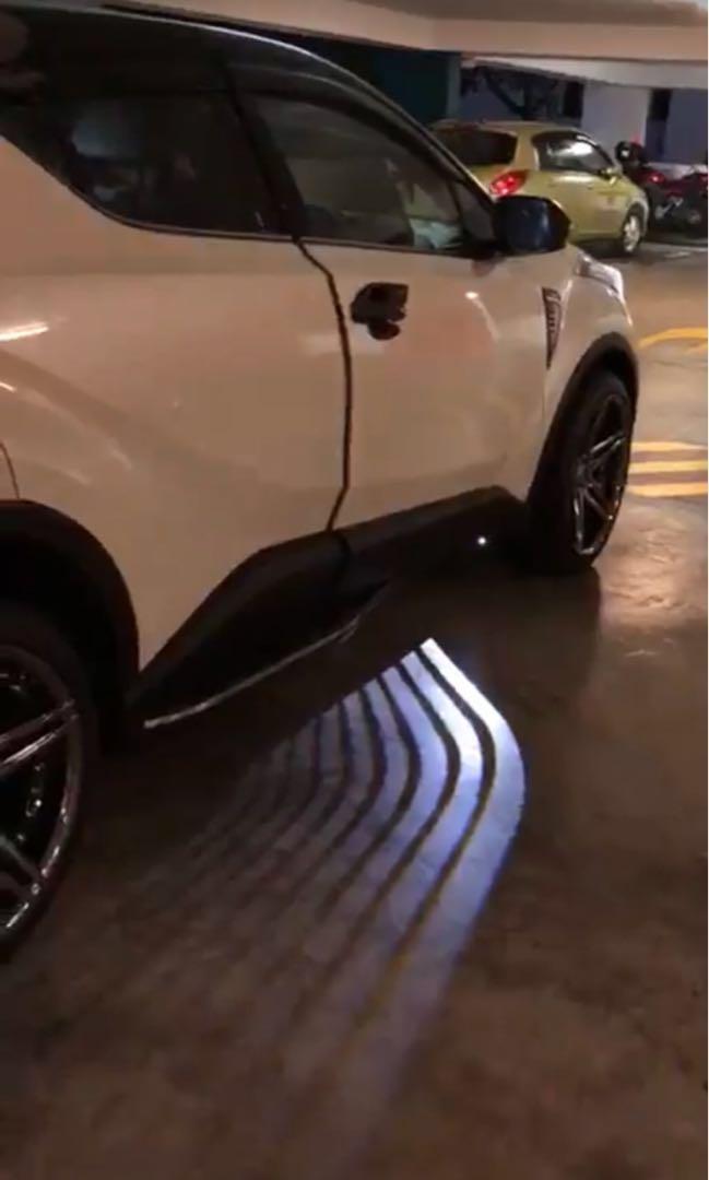 LED Aluminium Side Step installed on Toyota C-HR with White LED Angel ...