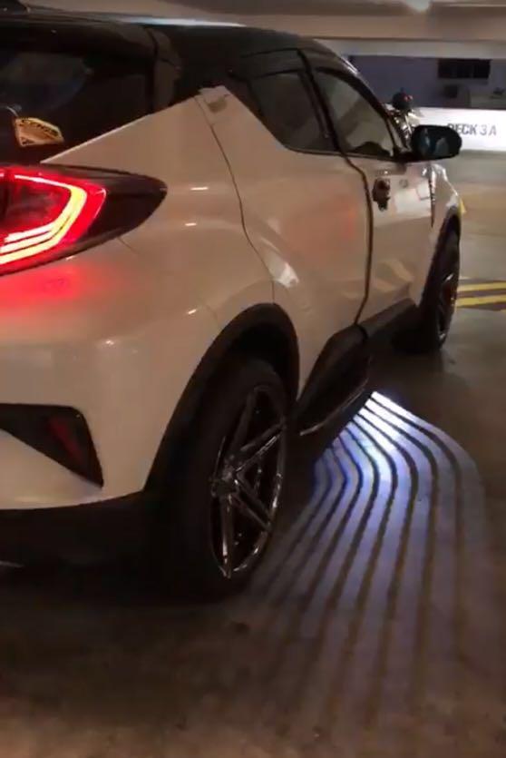 LED Aluminium Side Step installed on Toyota C-HR with White LED Angel ...