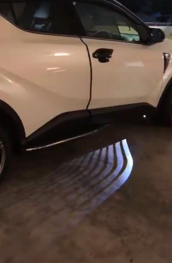 LED Aluminium Side Step installed on Toyota C-HR with White LED Angel ...