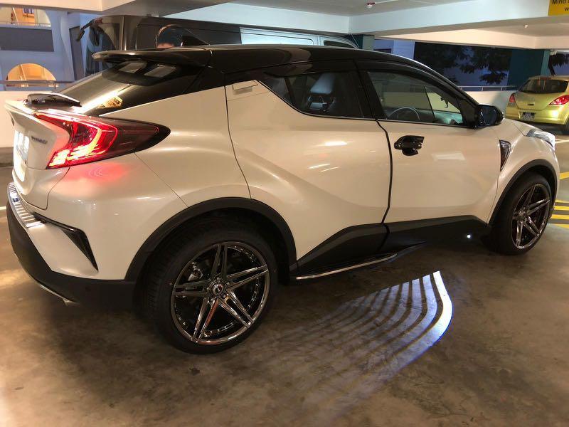 LED Aluminium Side Step installed on Toyota C-HR with White LED Angel ...