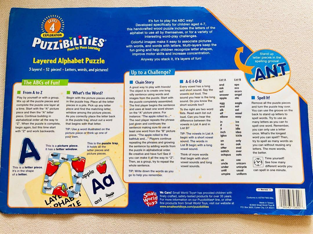 Puzzibilities Wooden Layered Alphabet Puzzle, Toys & Games, Others on ...