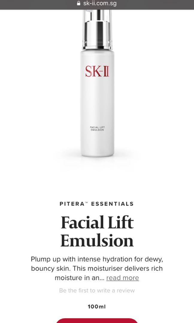 Sk Ii Facial Lift Emulsion Beauty And Personal Care Face Face Care On Carousell
