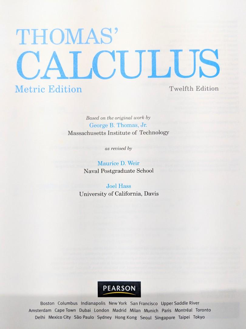 Thomas Calculus Twelfth Edition, Hobbies & Toys, Books & Magazines ...