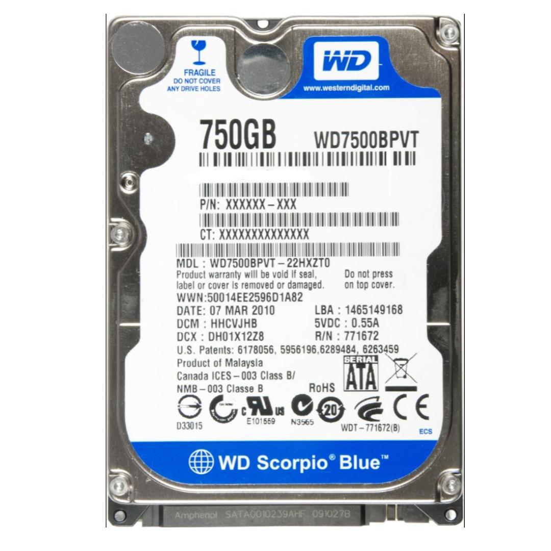 Western Digital 750GB WD7500BPVT Scorpio Blue Hard Drive, Computers ...