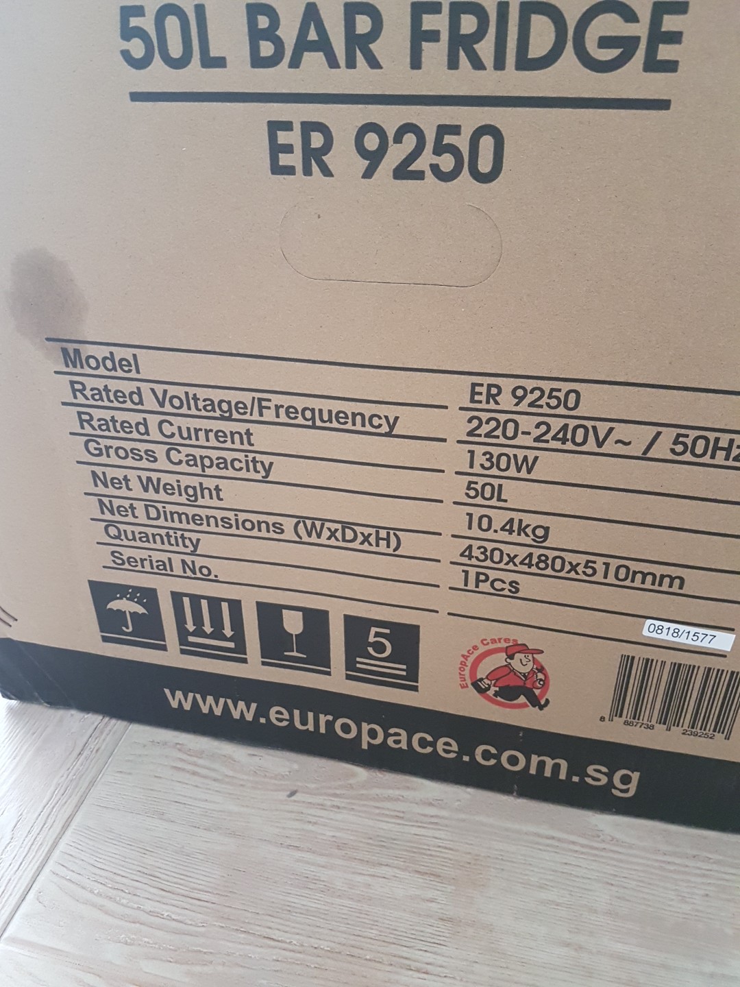 Brand new unopen Europace Er 9250 50L bar fridge, TV & Home Appliances ...