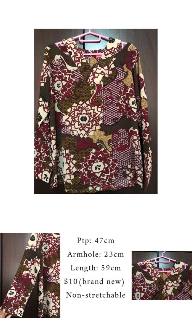 Maroon Batik Top, Women's Fashion, Tops, Blouses on Carousell