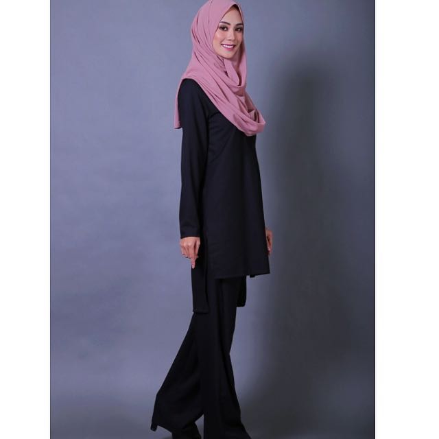 [NEW] Alminna Warda Suit - Black, Women's Fashion, Muslimah Fashion ...
