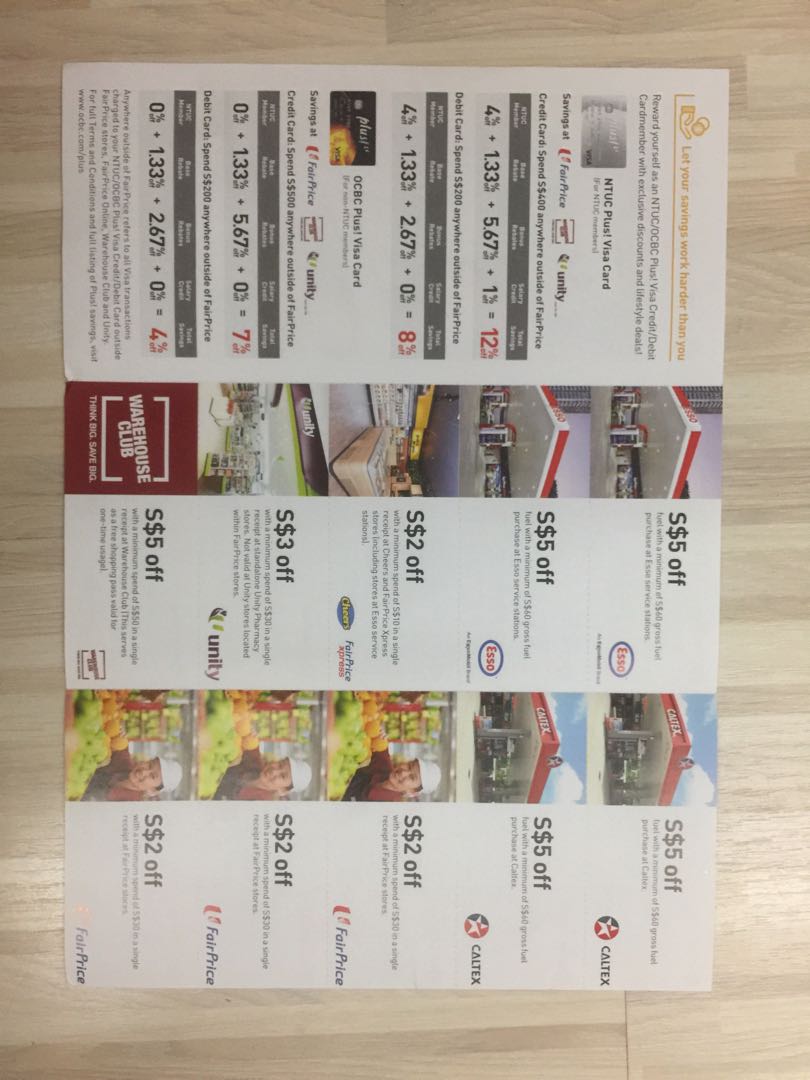 OCBC voucher for Caltex esso unity warehouse club cheers Fairprice ...