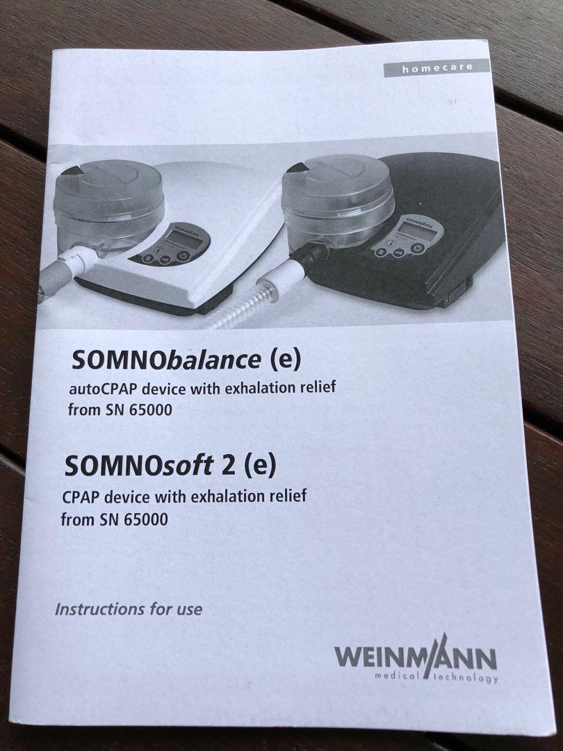 CPAP WEINMANN SOMNOBALANCE E, Health & Nutrition, Assistive ...