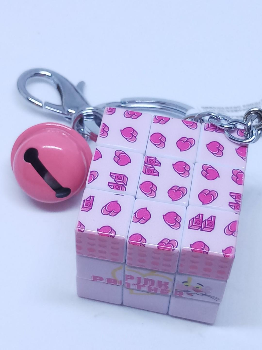 Miniso Pink Phanter Rubic Cubes bagcharm keychain, Women's Fashion ...
