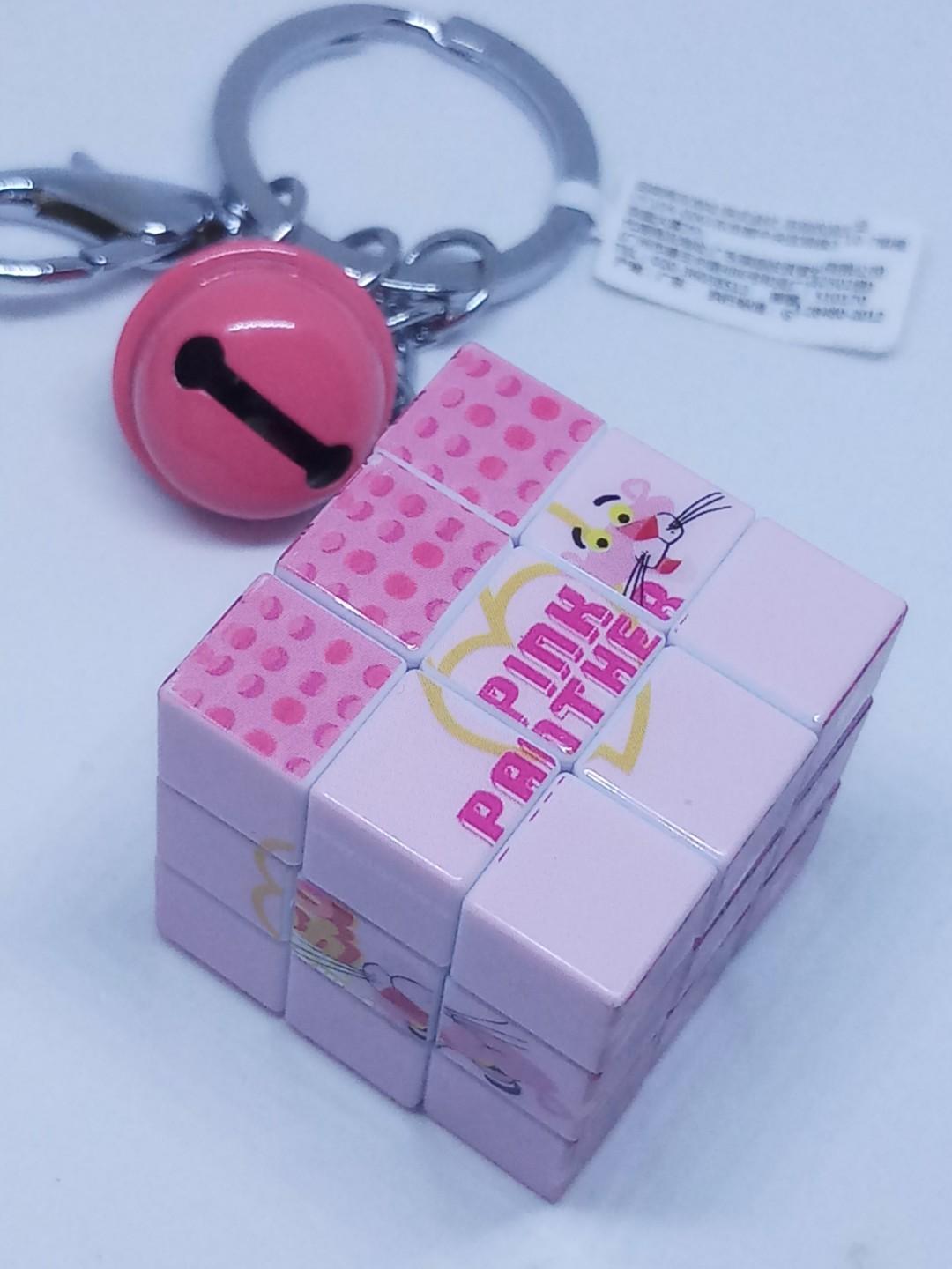 Miniso Pink Phanter Rubic Cubes bagcharm keychain, Women's Fashion ...