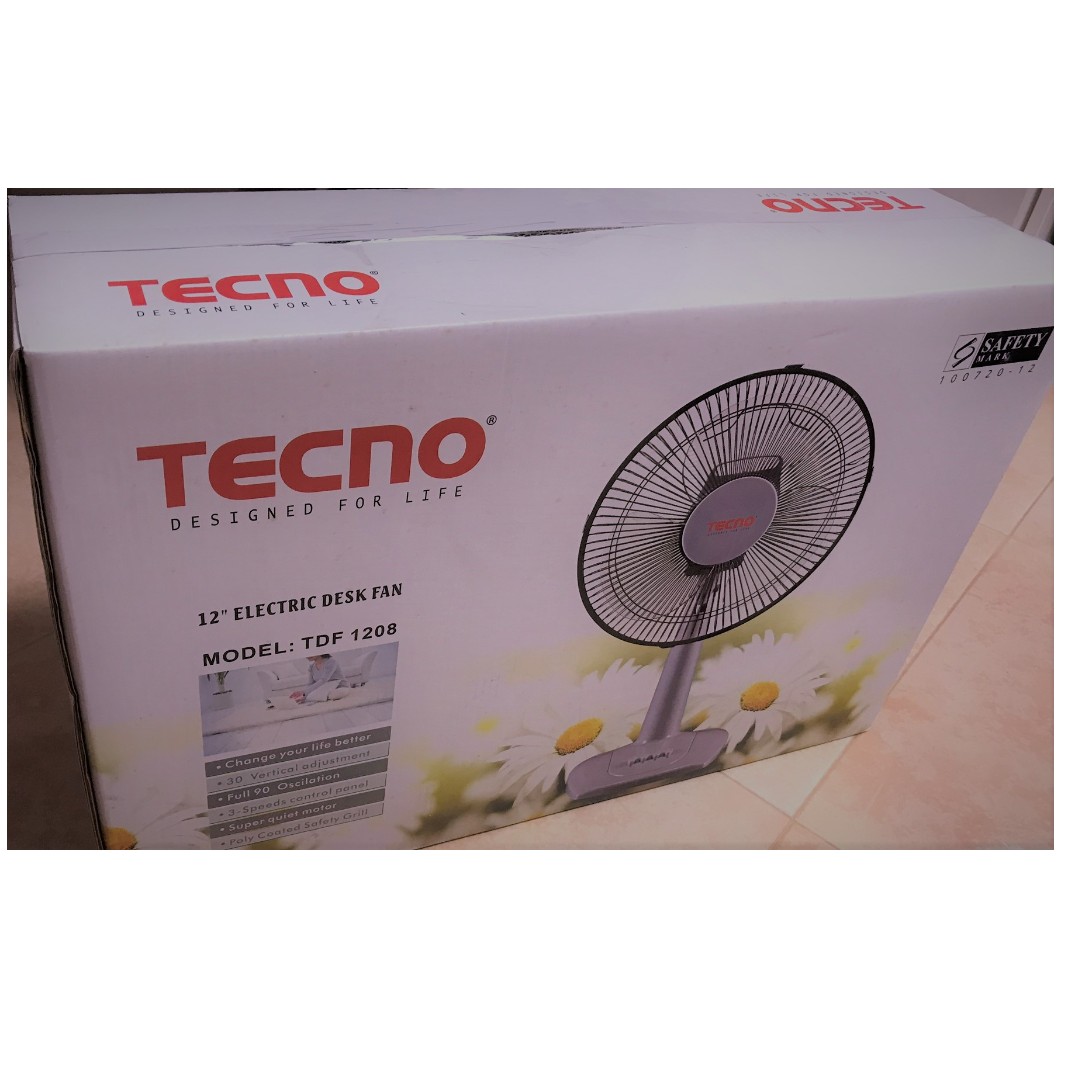 New - TECNO 12" Desk Fan TDF1208, Furniture & Home Living, Lighting ...