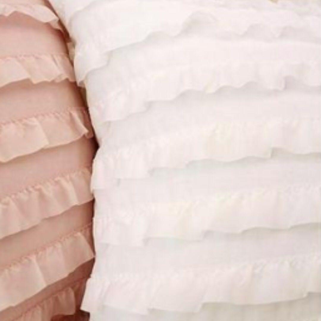White Ruffle Throw Pillow, Furniture & Home Living, Home Decor ...