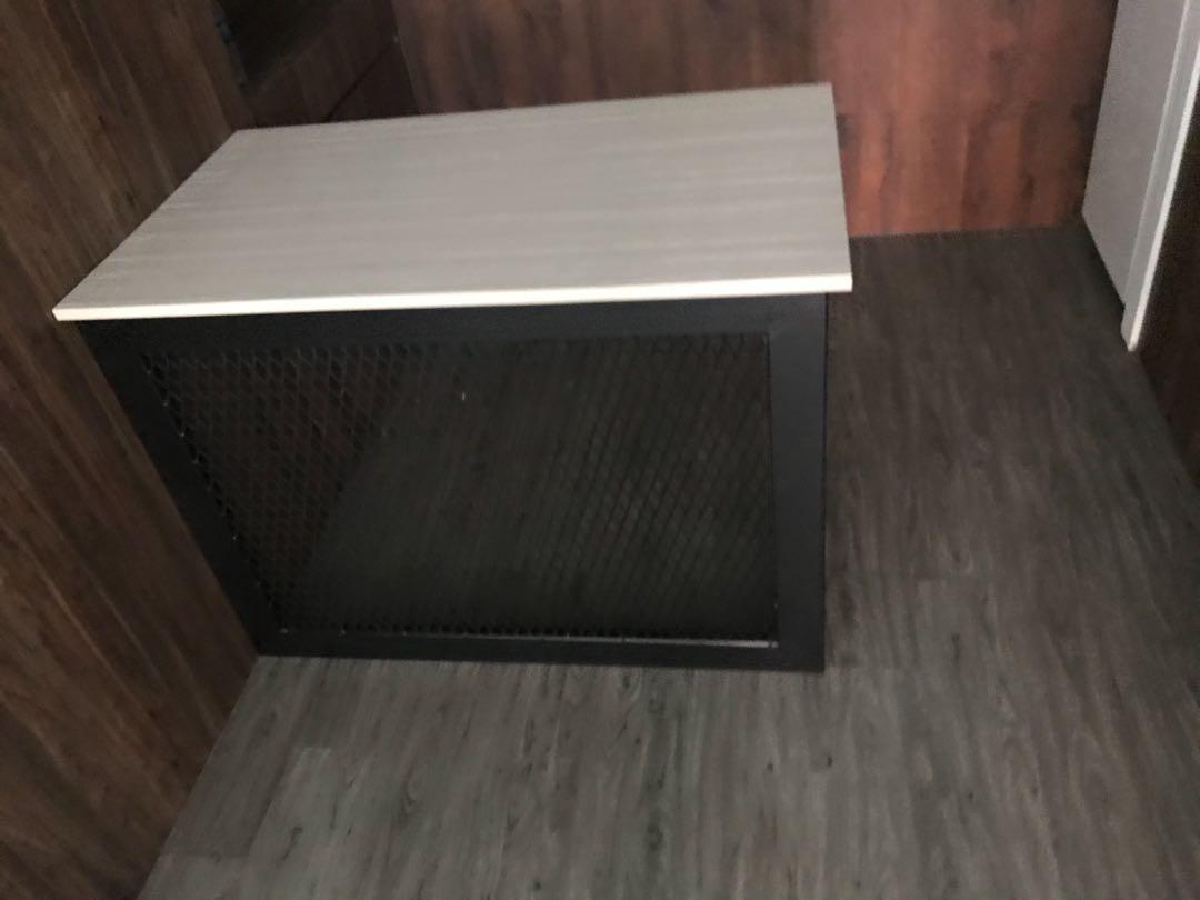 Custom made office table with wire mesh base, Furniture & Home Living ...
