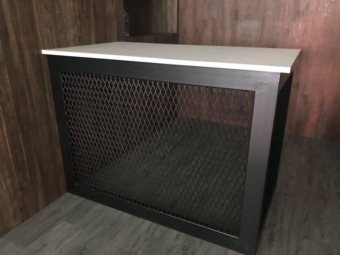 Custom made office table with wire mesh base, Furniture & Home Living ...