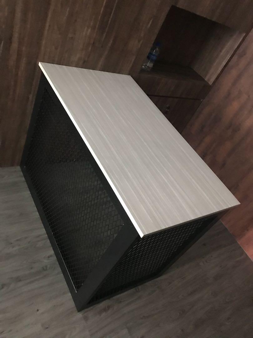 Custom made office table with wire mesh base, Furniture & Home Living ...