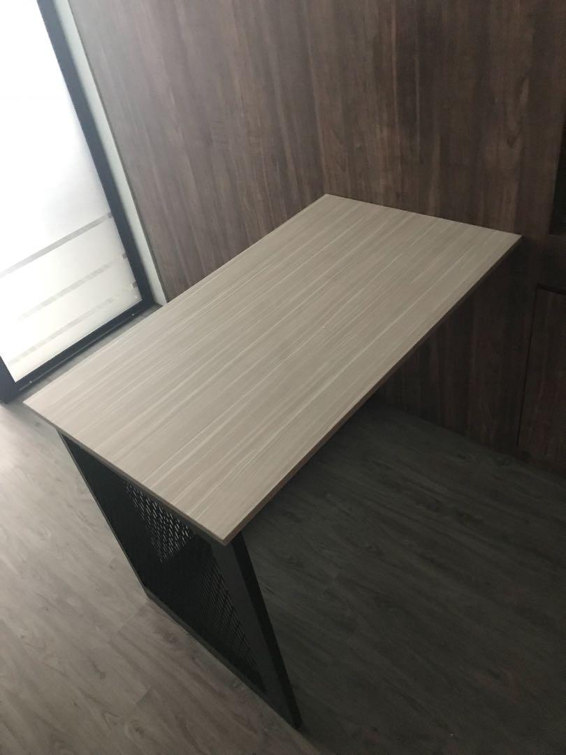 Custom made office table with wire mesh base, Furniture & Home Living ...