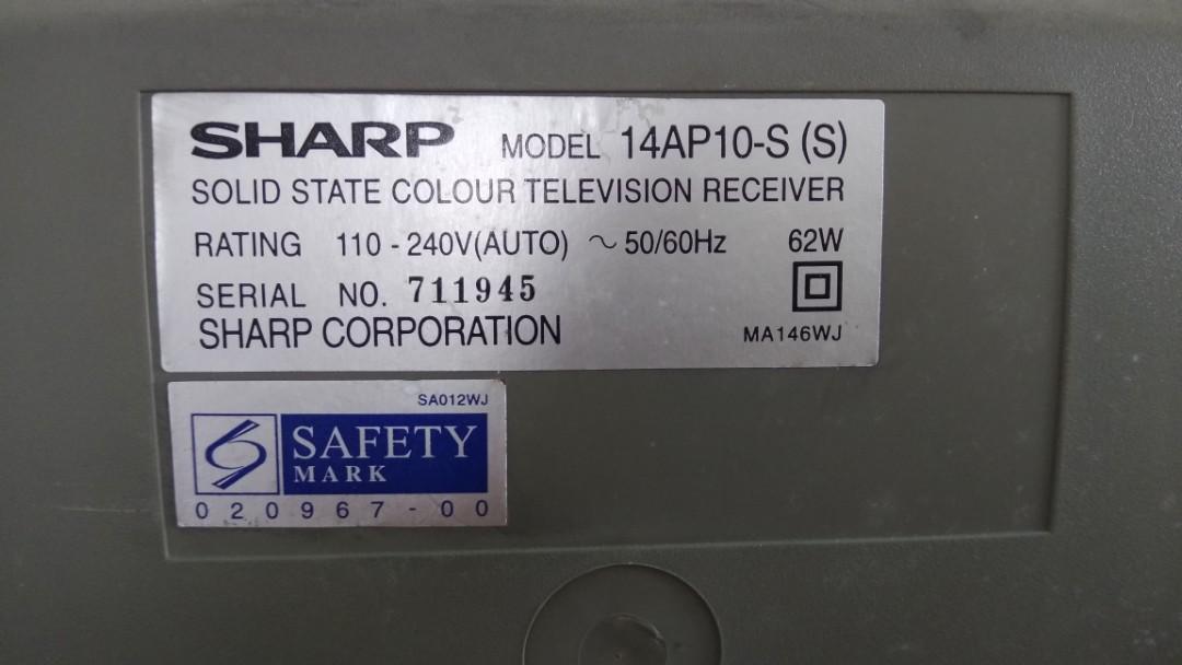 Sharp 14 inch analogue TV, TV & Home Appliances, TV & Entertainment, TV on Carousell