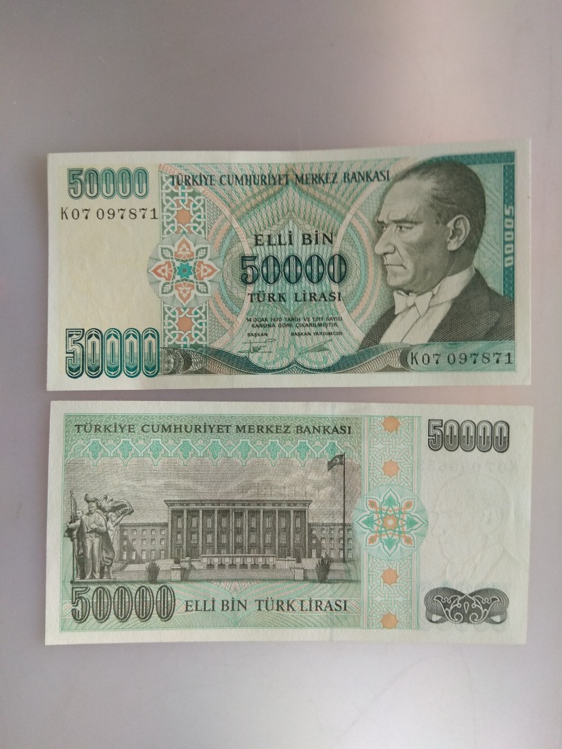 Turkey 50000 lirasi 1995 issue, Hobbies & Toys, Memorabilia ...