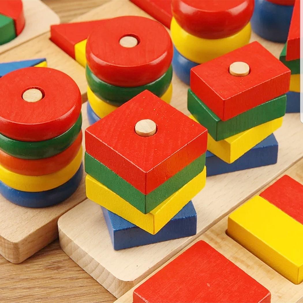 8 sets Wooden Educational Geometric Puzzles Montessori Teaching Aids ...