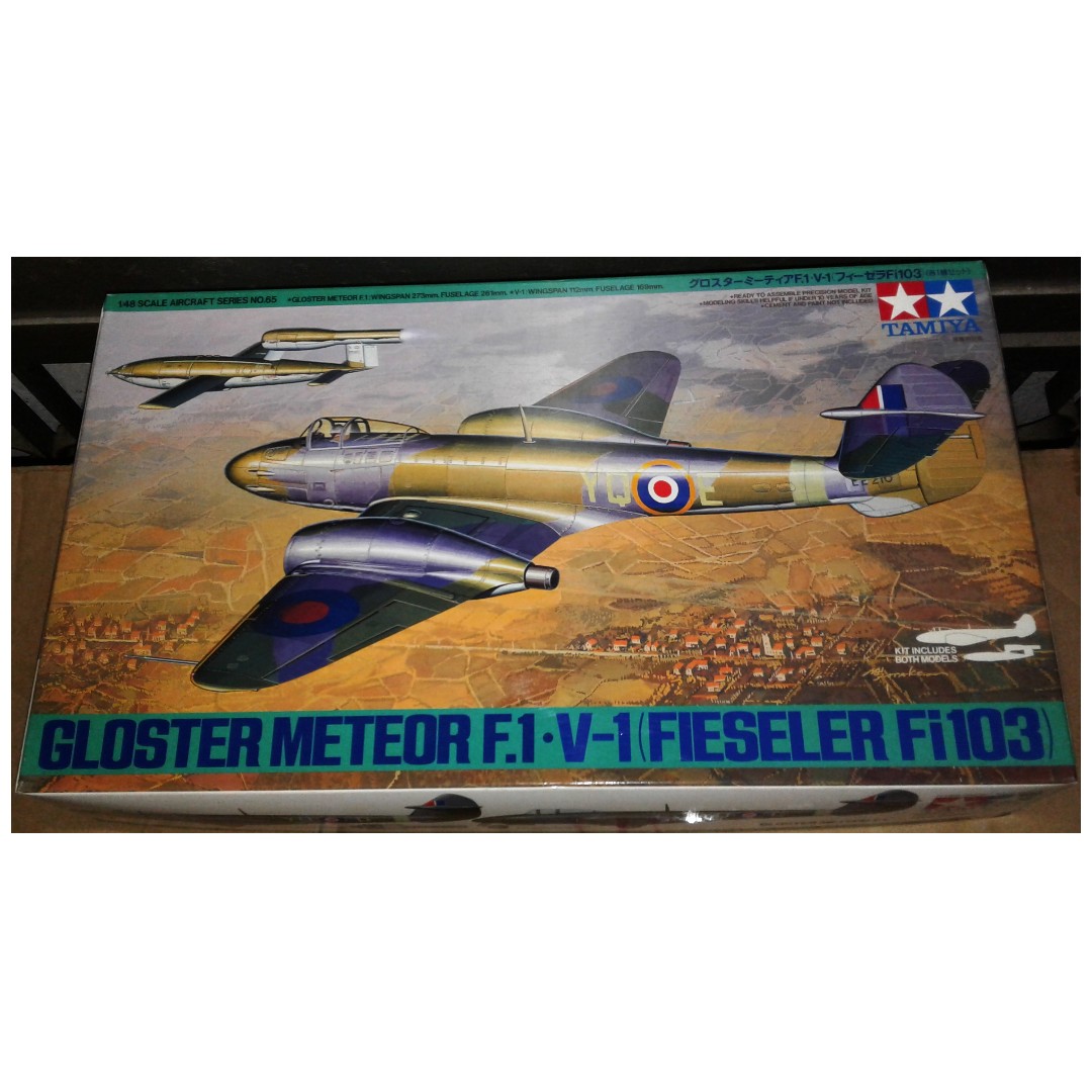 絕版 全新 1999年 TAMIYA 田宮 雙星 1/48 二戰英國 Gloster Meteor F.1.V-1 Fieseler ...