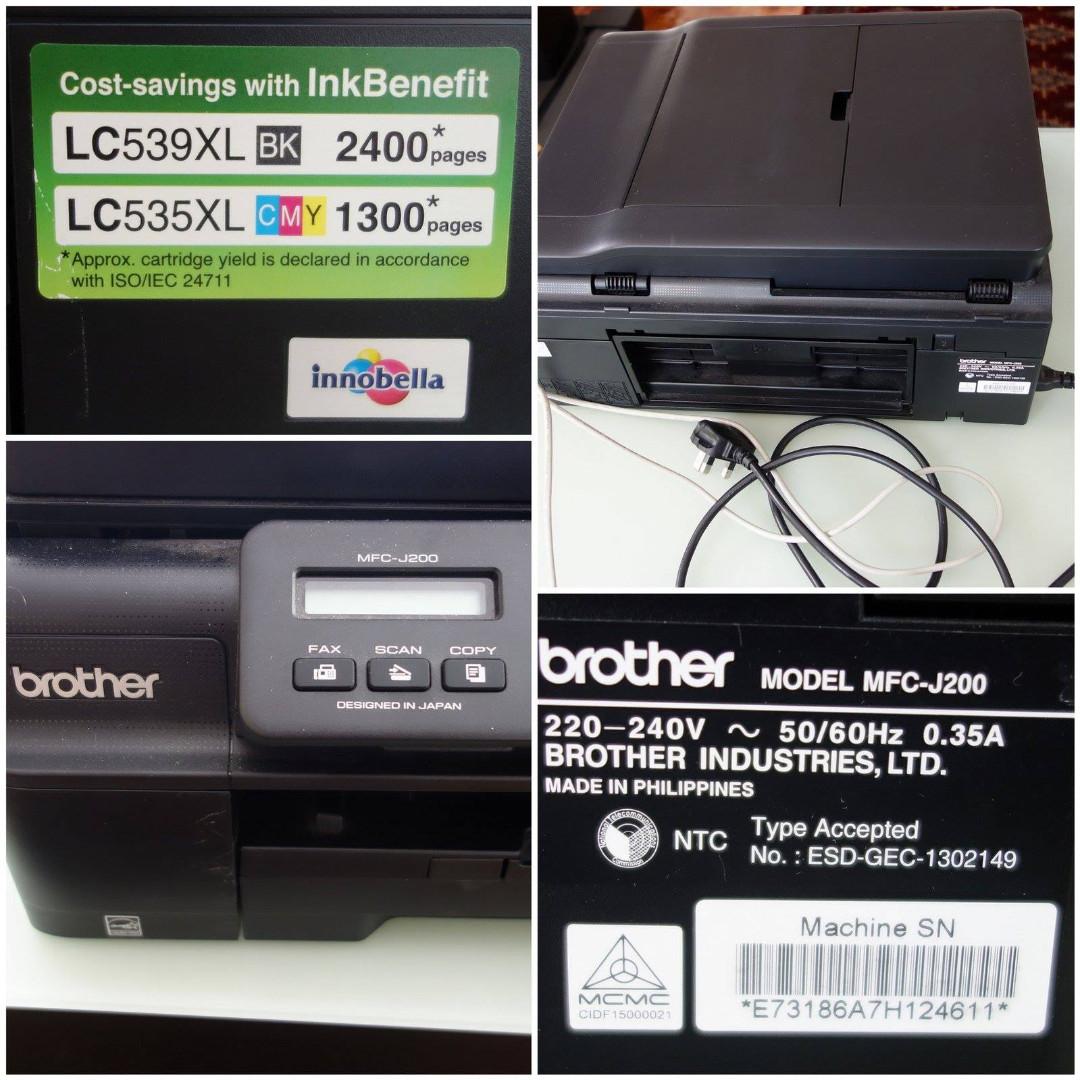 Brother Printer MFC-J200 Print Scan Copy Fax, Computers & Tech ...