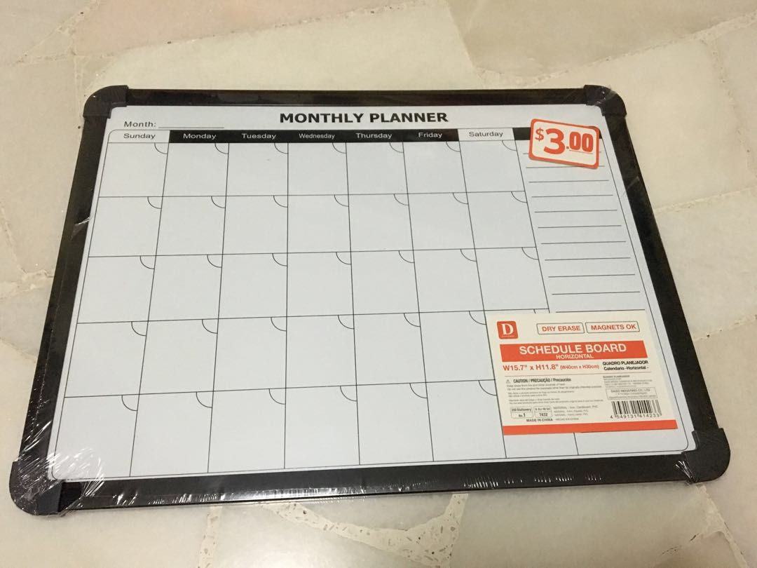 Daiso Monthly Planner / Schedule Whiteboard, Hobbies & Toys, Stationery ...