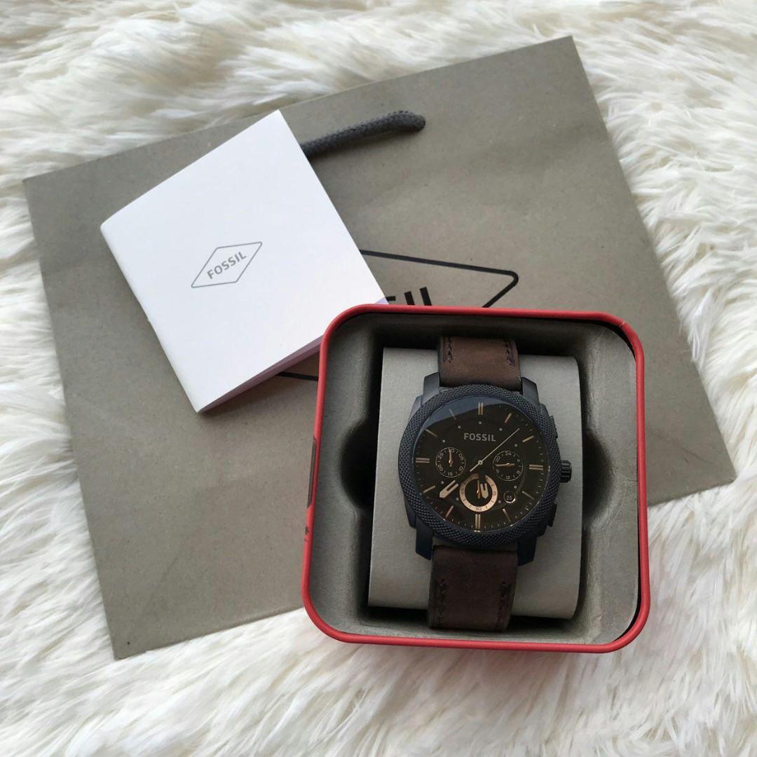 Fossil Original FS4656 MACHINE MID-SIZE CHRONOGRAPH BROWN LEATHER WATCH ...