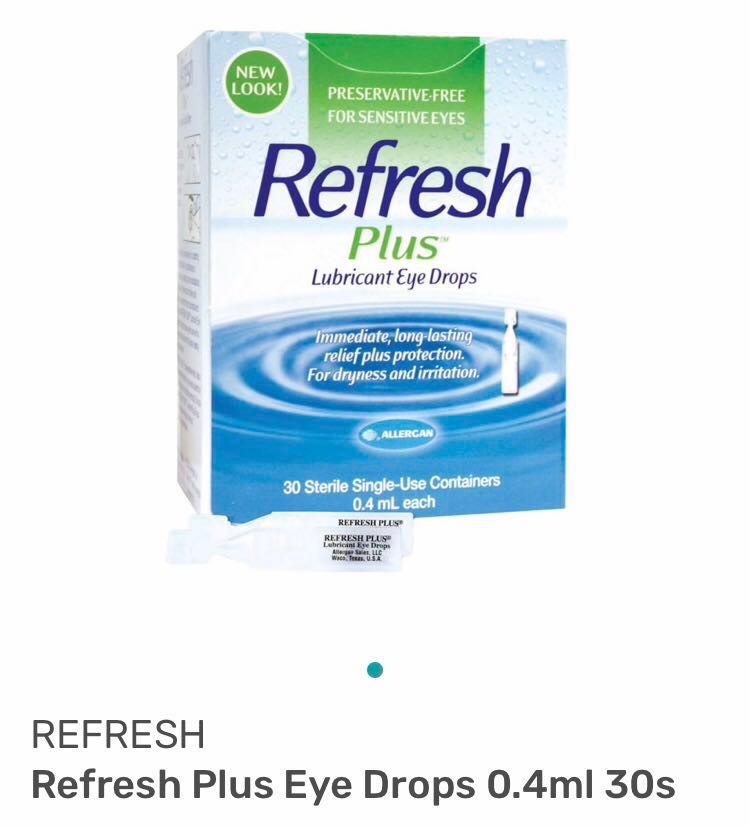Refresh plus eye drops 0.4ml 30s, Beauty & Personal Care, Face, Face ...