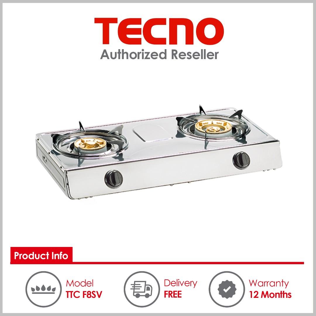 Tecno TTC F8SV Double Burner Glossy Stainless Steel Table Cooker, TV ...