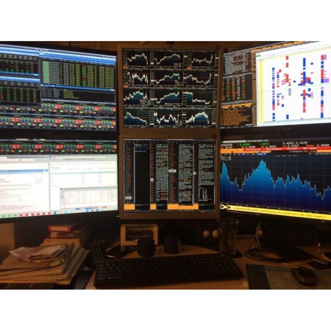 Trading setup, 6 monitors/screens + stand, Electronics, Computer Parts ...