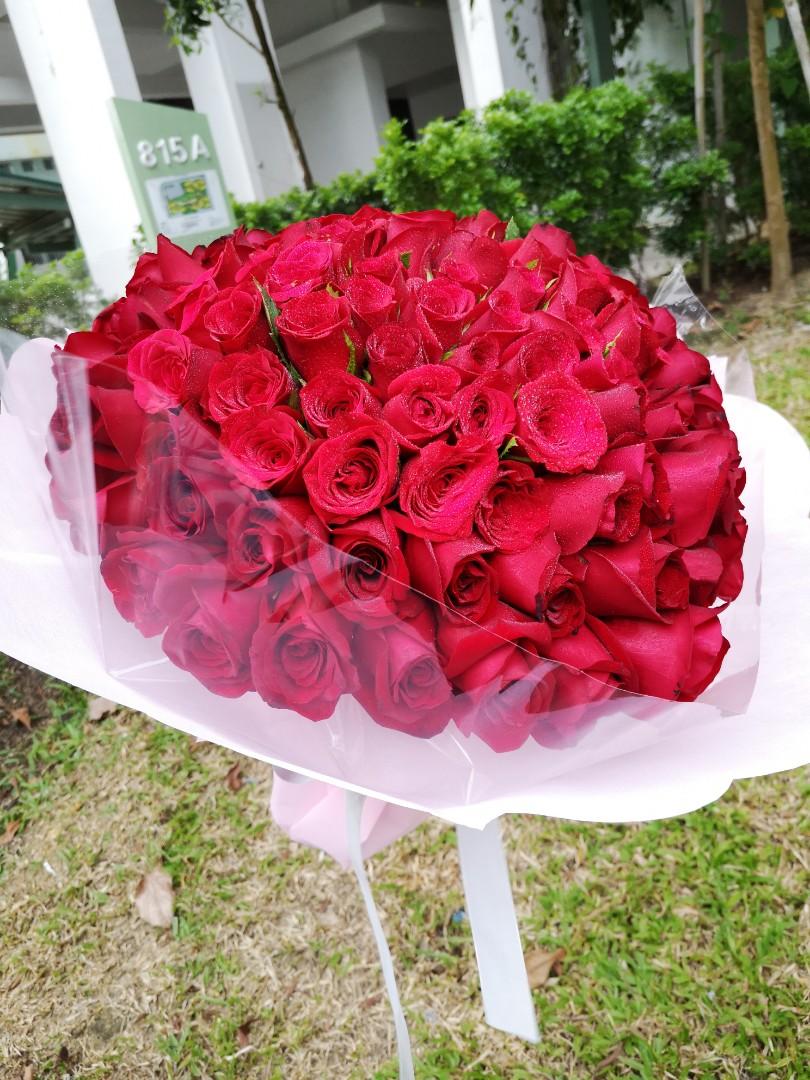 Fresh roses 99 stalks bouquet- foc delivery, Hobbies & Toys, Stationery ...