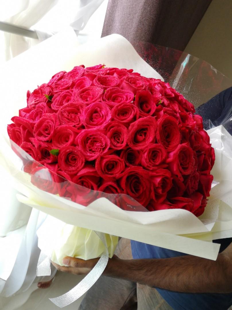 Fresh roses 99 stalks bouquet- foc delivery, Hobbies & Toys, Stationery ...