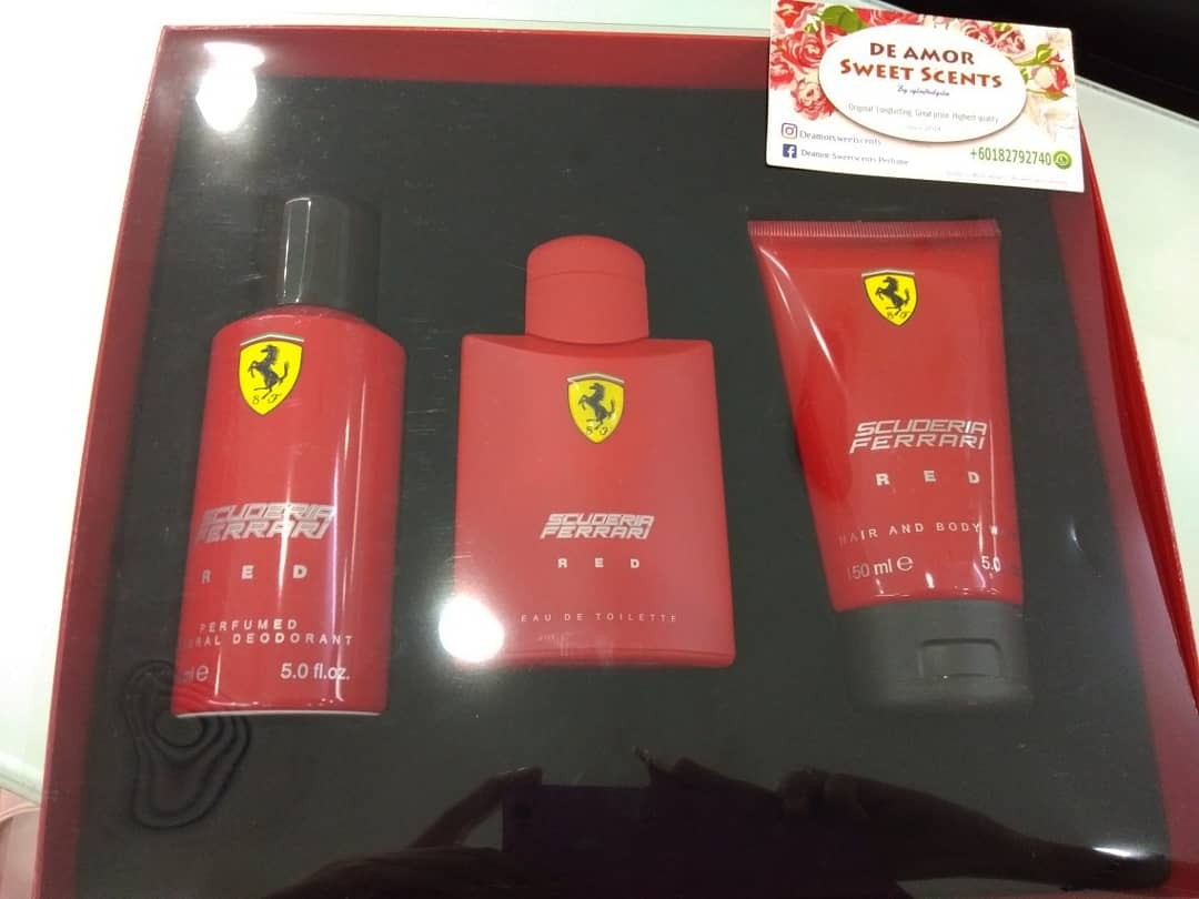 FERRARI SCUDRIA RED 3IN1 GIFT SET PERFUME, Beauty & Personal Care ...