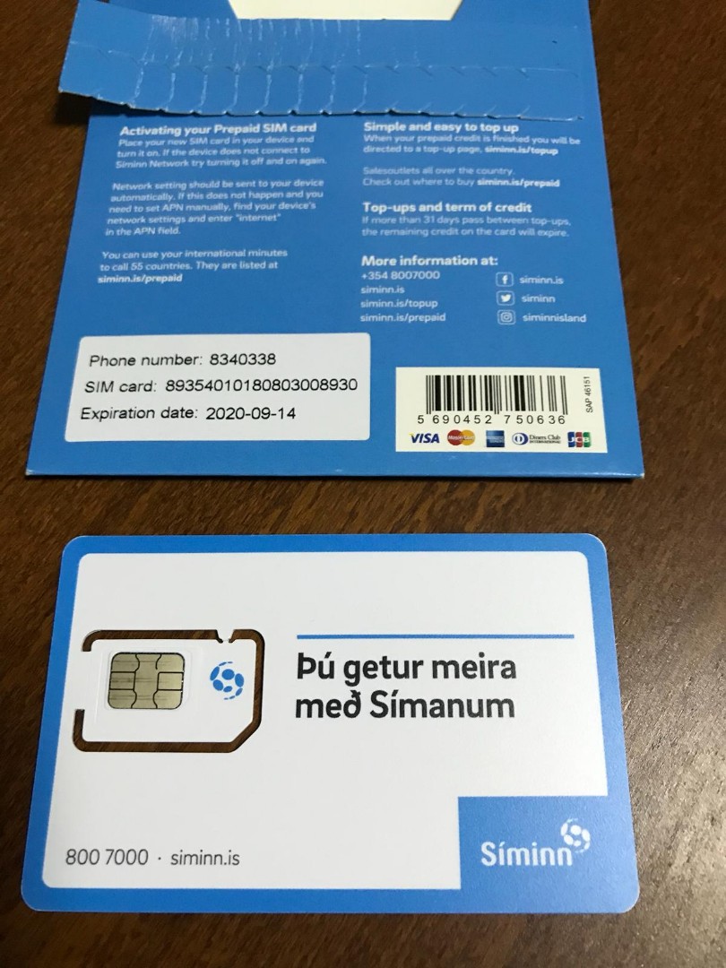 ICELAND SIMINN SIM CARD 4GB INTERNET DATA + 30MIN INTERNATIONAL ...