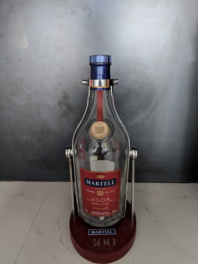 Martell bottle with cradle, Food & Drinks, Alcoholic Beverages on Carousell