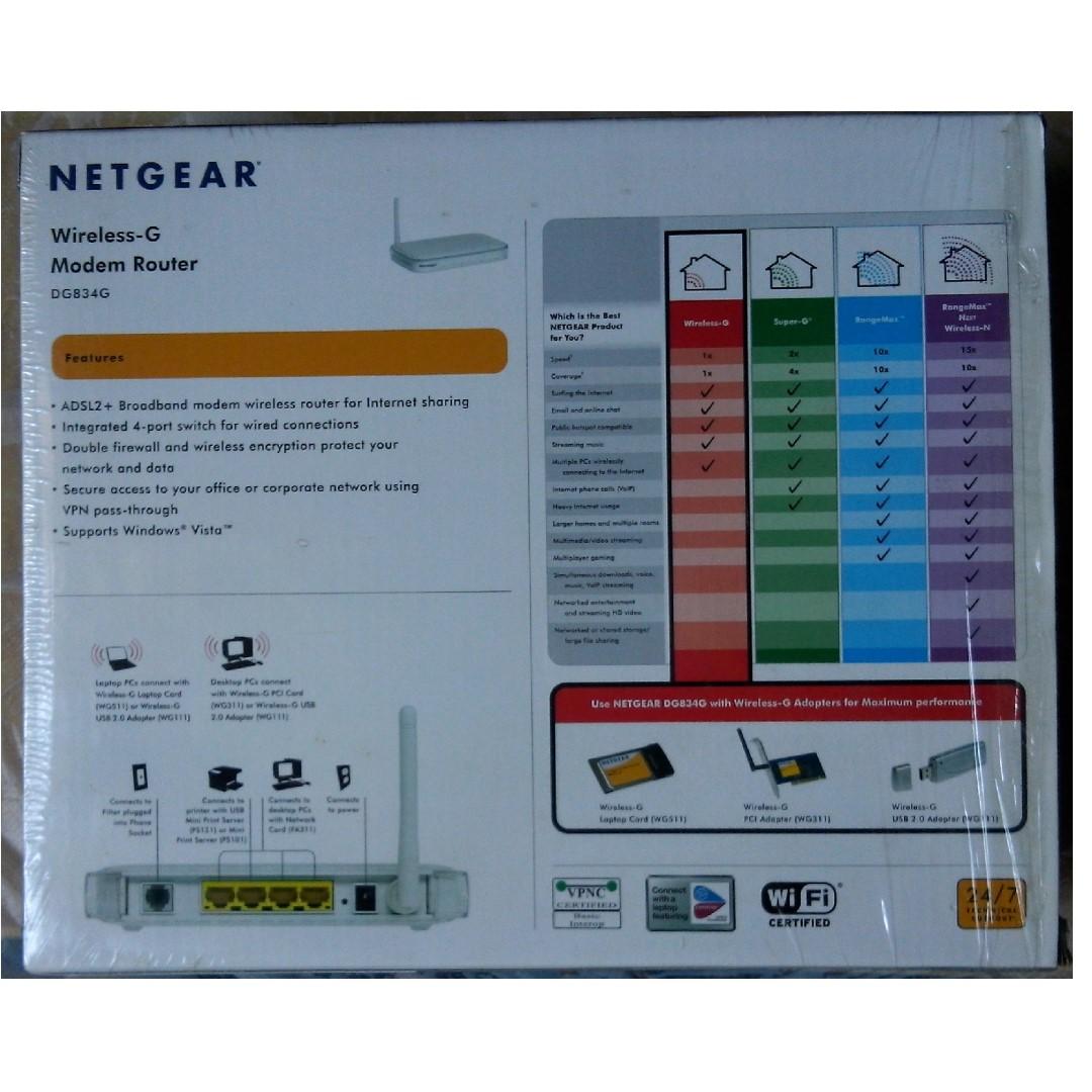 二手Netgear DG834G Wireless G Modem Router, 電腦＆科技, 電腦周邊及配件, Wifi及上網相關產品 ...