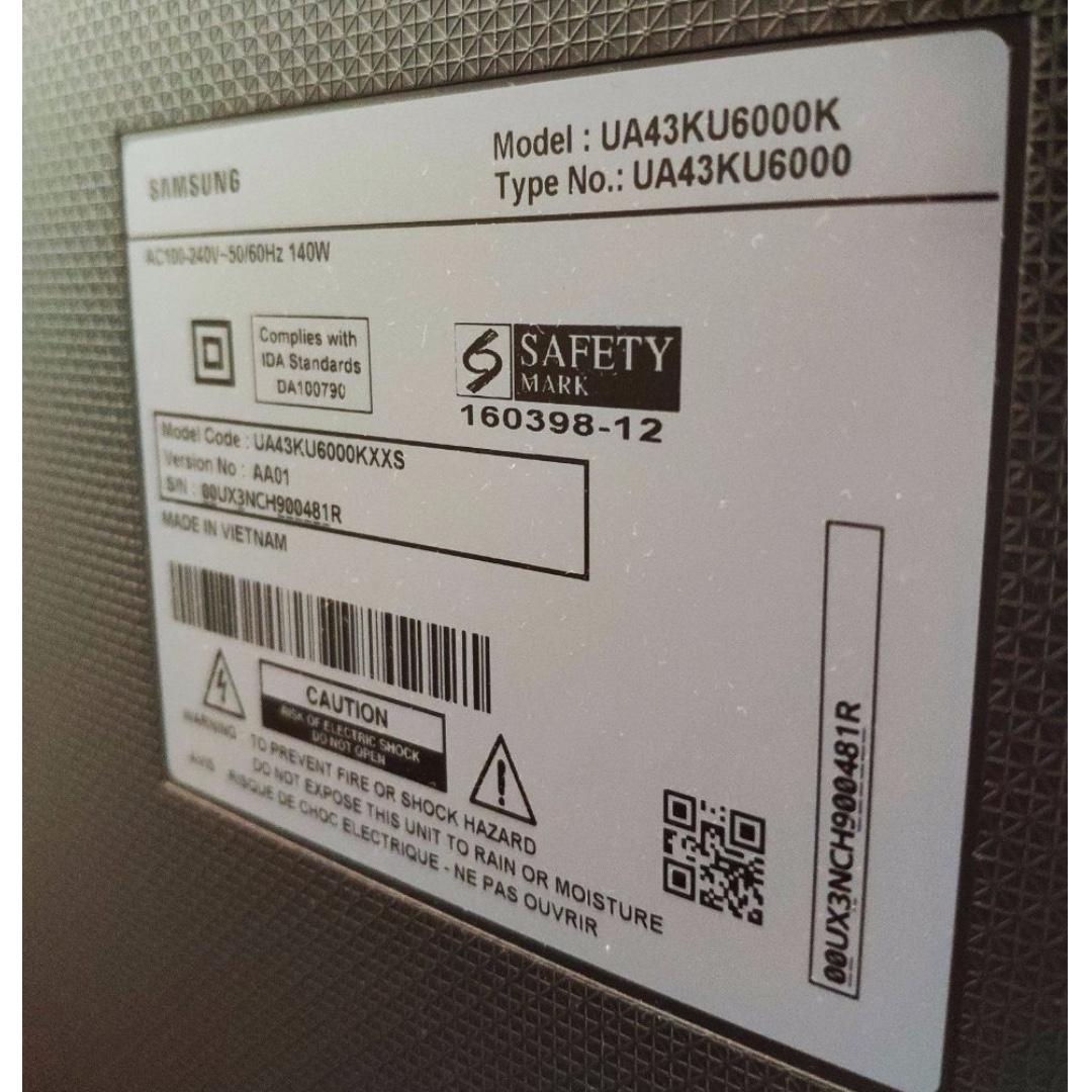 Samsung 43" UHD 4K Flat Smart TV KU6000 Series 6, TV & Home Appliances ...