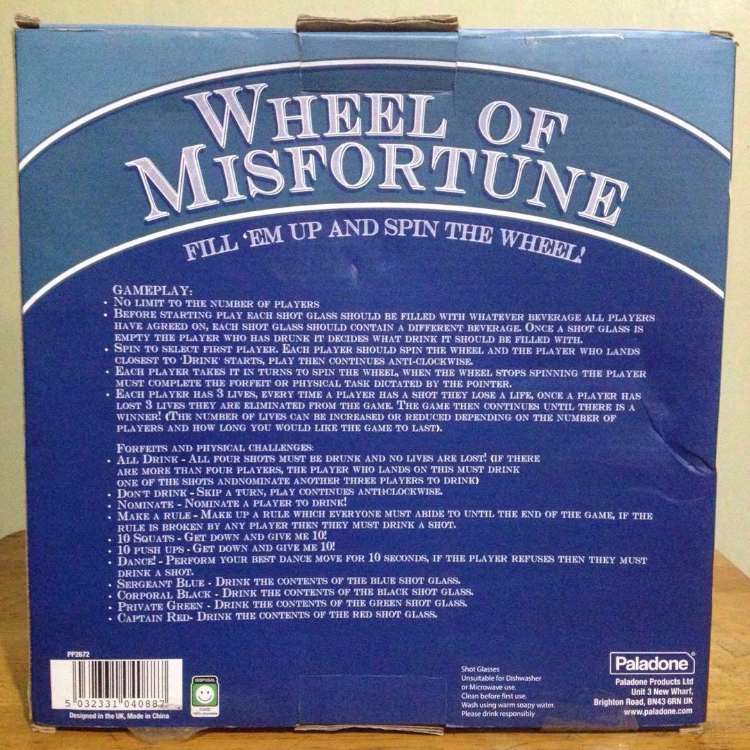 Wheel of MisFortune Drinking Game, Hobbies & Toys, Toys & Games on ...