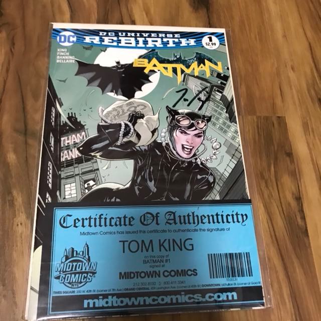 Batman Rebirth #1 variant cover signed by Tom King, Hobbies & Toys ...