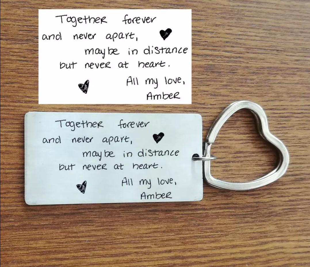 Couple keychain Custom engraved 2 sides keychain with photo and hidden ...