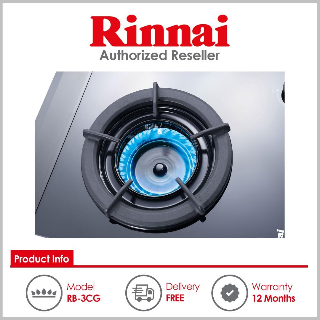 Rinnai (RB-3CG) 3 Inner Burner Built-In Gas Hob with Schott Ceran Glass Top, Furniture & Home ...
