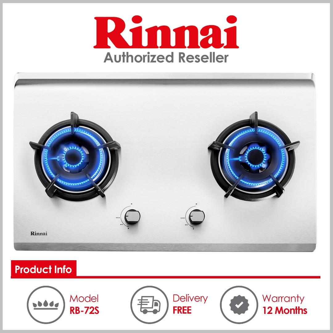 Rinnai ( RB-72S ) 2 Burner Built-In Gas Hob with Stainless Steel Top ...