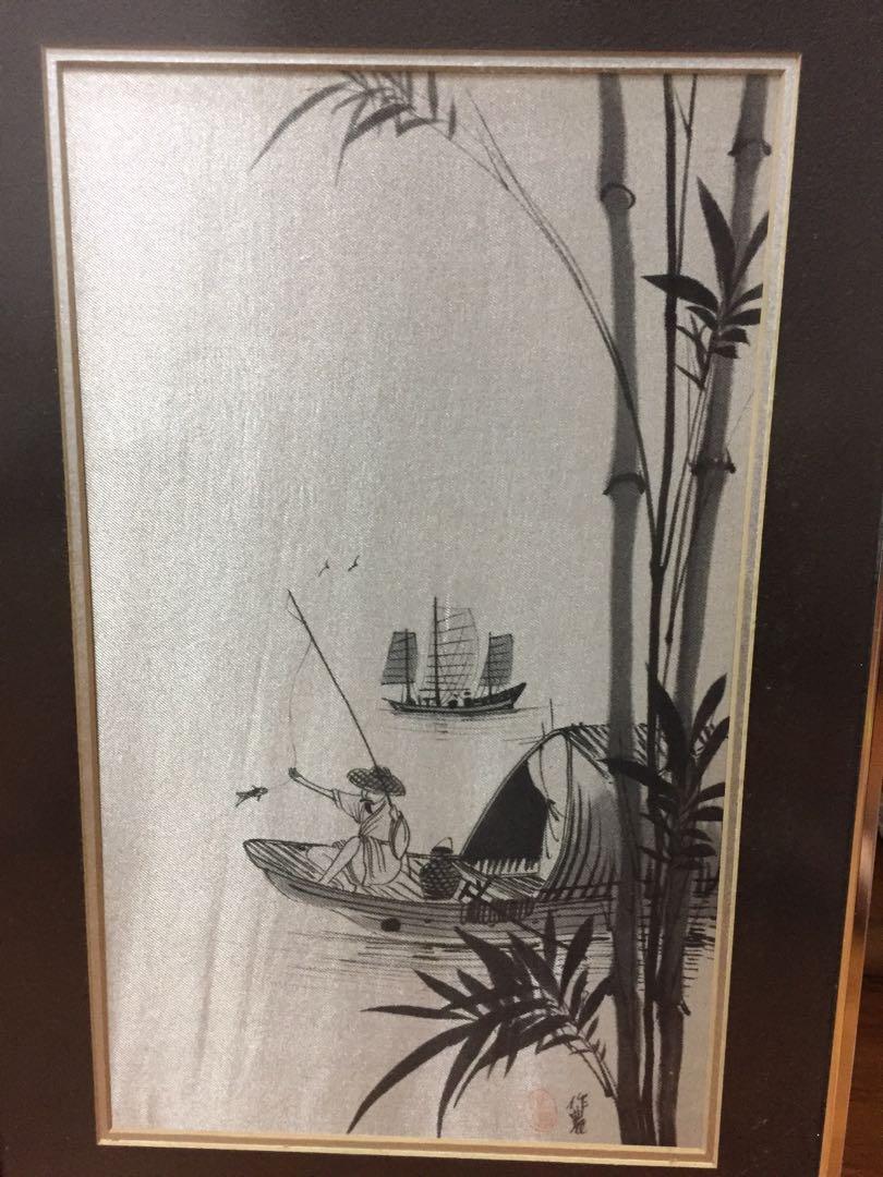 Chinese cloth painting in frame, Furniture & Home Living, Home Decor ...