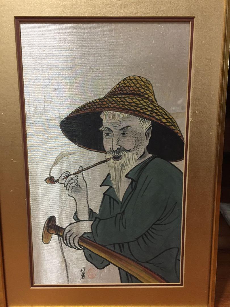 Chinese cloth painting in frame, Furniture & Home Living, Home Decor ...