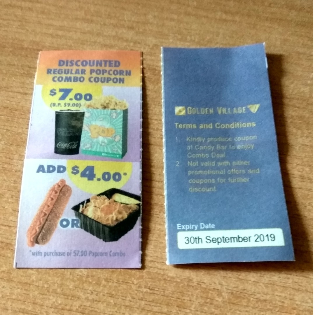 Golden Village Food Popcorn Combo, Tickets & Vouchers, Vouchers on ...