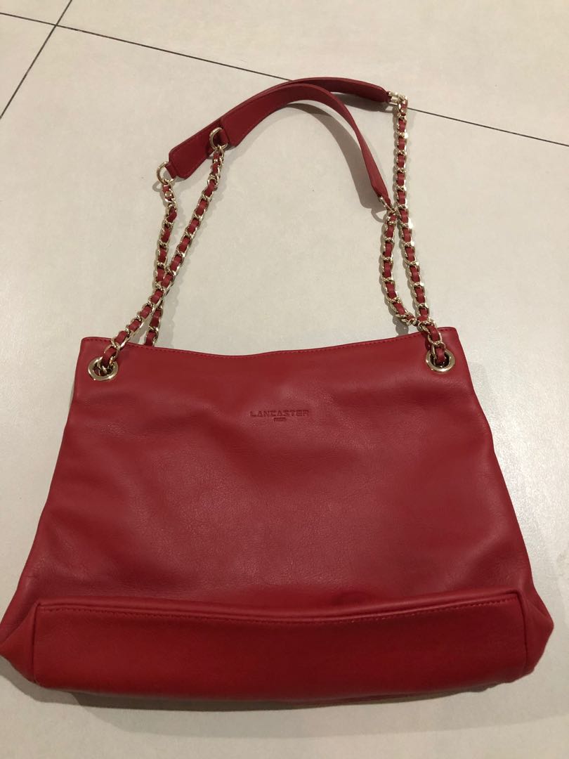 Lancaster Estelly red leather bag, Women's Fashion, Bags & Wallets ...