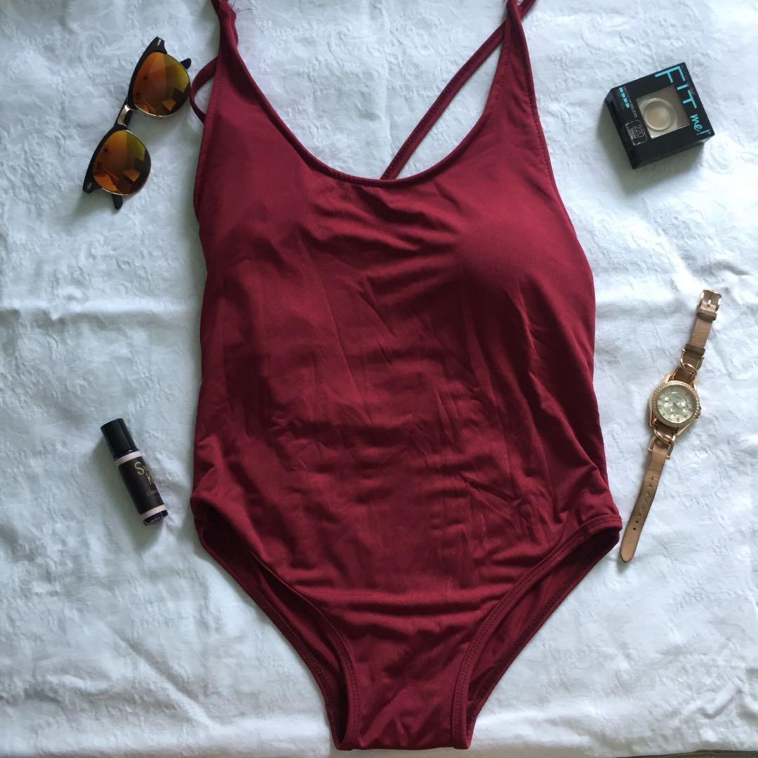 Maroon Swimsuit Womens Fashion Swimwear Bikinis And Swimsuits On